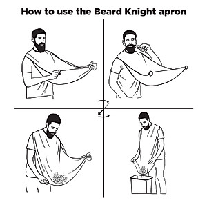 Beard Apron, Hair Clippings Catcher with Bag, Grooming Cape Apron, Beard Catcher for Shaving Trimming, Non-Stick Beard Cape- White