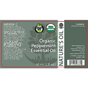 Best Peppermint Essential Oil Pure Certified Organic Therapeutic Grade 60ml