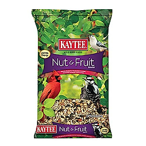 Kaytee Wild Bird Food Nut & Fruit Seed Blend For Cardinals, Chickadees, Nuthatches, Woodpeckers and Other Colorful Songbirds, 5 Pounds