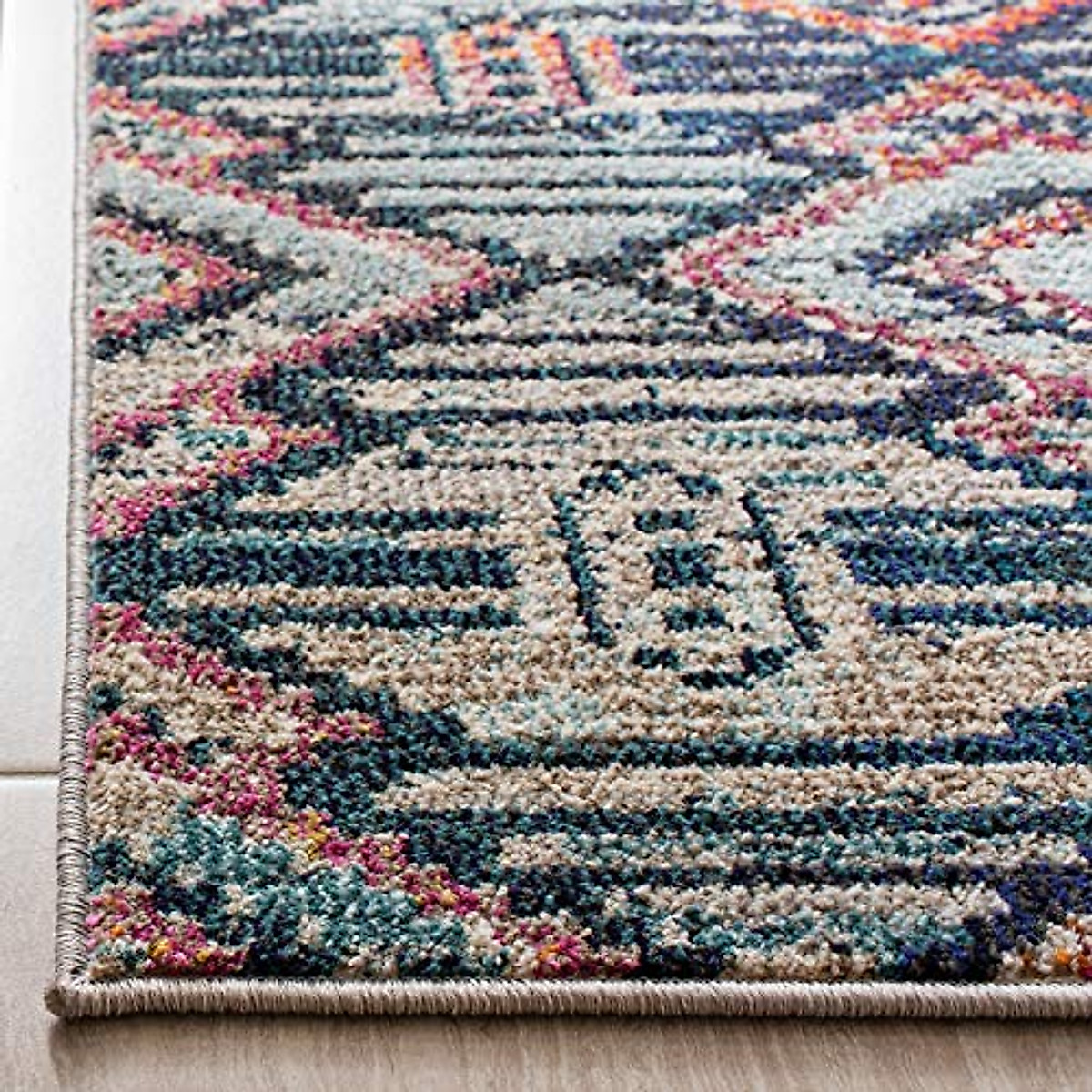 SAFAVIEH Madison Collection 10' x 14' Black / Orange MAD455Z Moroccan Boho Diamond Distressed Non-Shedding Living Room Bedroom Dining Home Office Area Rug