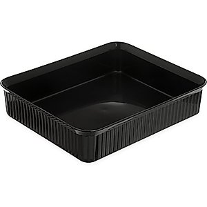 CFS Deliware Rectangular Deli Crock, Serving Food Pan for Restaurant, Polypropylene, 10 lb. Capacity, 10 lb., 3" H x 10.25" W x 12.43" L, Black (Pack of 6)