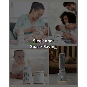 Baby Bottle Warmer, Fast Heating Digital Bottle Warmer (Plug-in) with 4 Adapters Fits Most Baby Bottles, Accurate Temperature Control, Night Light, Portable Size Bottle Warmer for Breastmilk& Formula