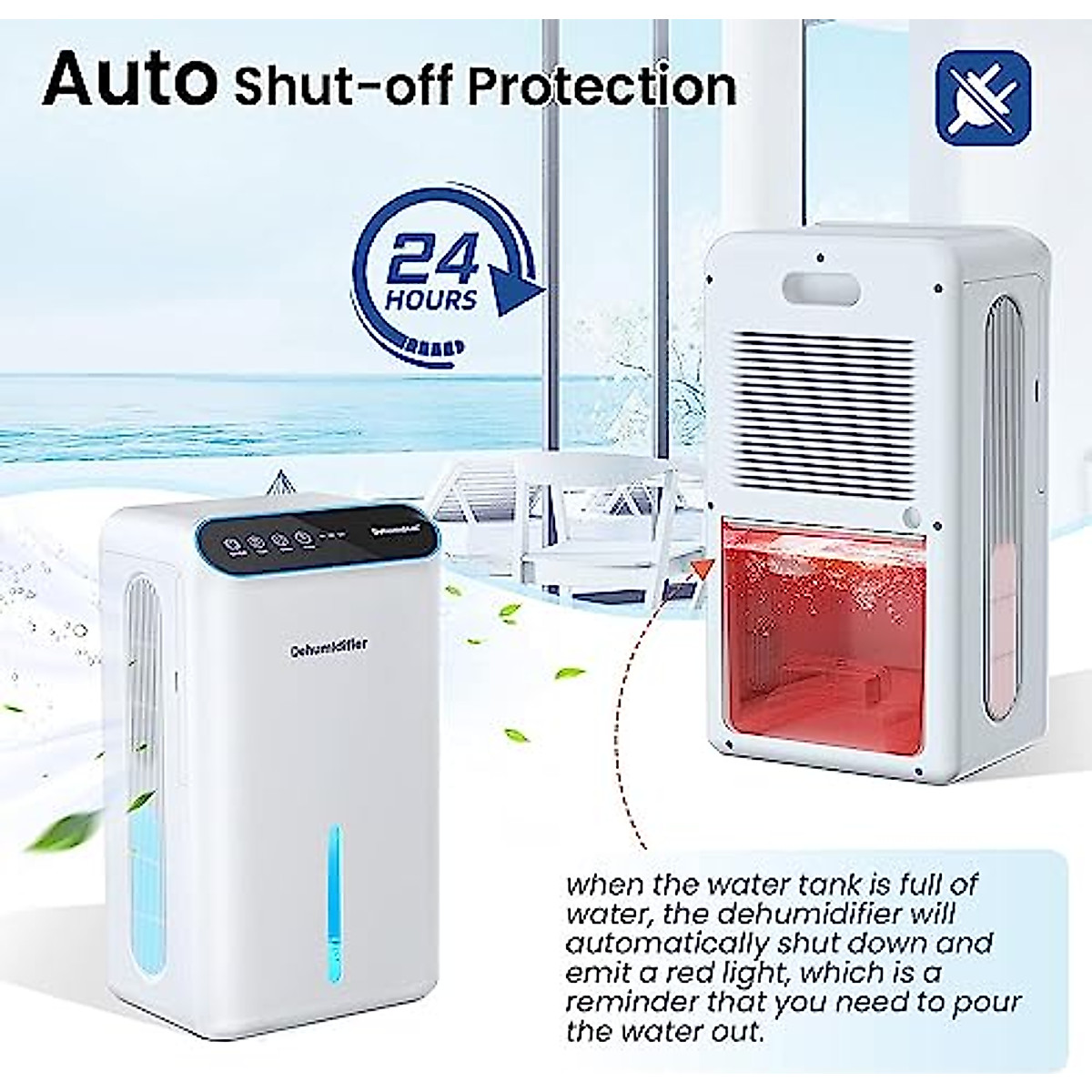 Dehumidifiers for Home, Up to 800 Sq.ft, 86oz Water Tank, Dehumidifiers for Bedroom with Essential Oil Diffuser, 7 Color LED Light, 24H Timer, Auto Shut-off, Ideal for Bathroom Basement Closet RV