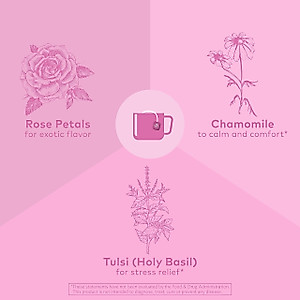 Organic India Tulsi Sweet Rose Herbal Tea - Holy Basil, Stress Relieving & Magical, Immune Support, Adaptogen, Vegan, USDA Certified Organic, Non-GMO, Caffeine-Free - 18 Infusion Bags, 3 Pack