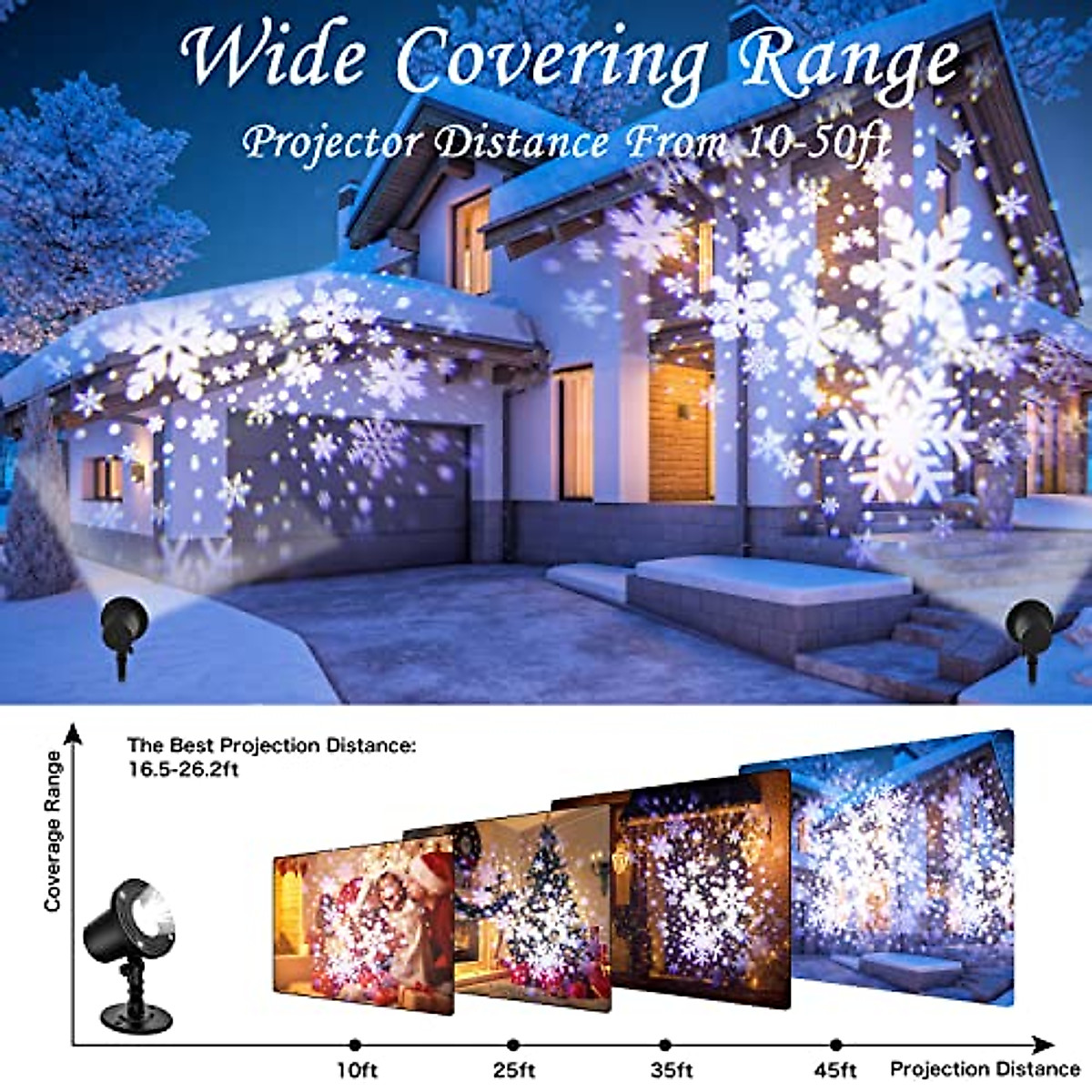 Christmas Projector Lights Outdoor - Waterproof Snowflake Projector Lights for Xmas Home Wedding Decorations