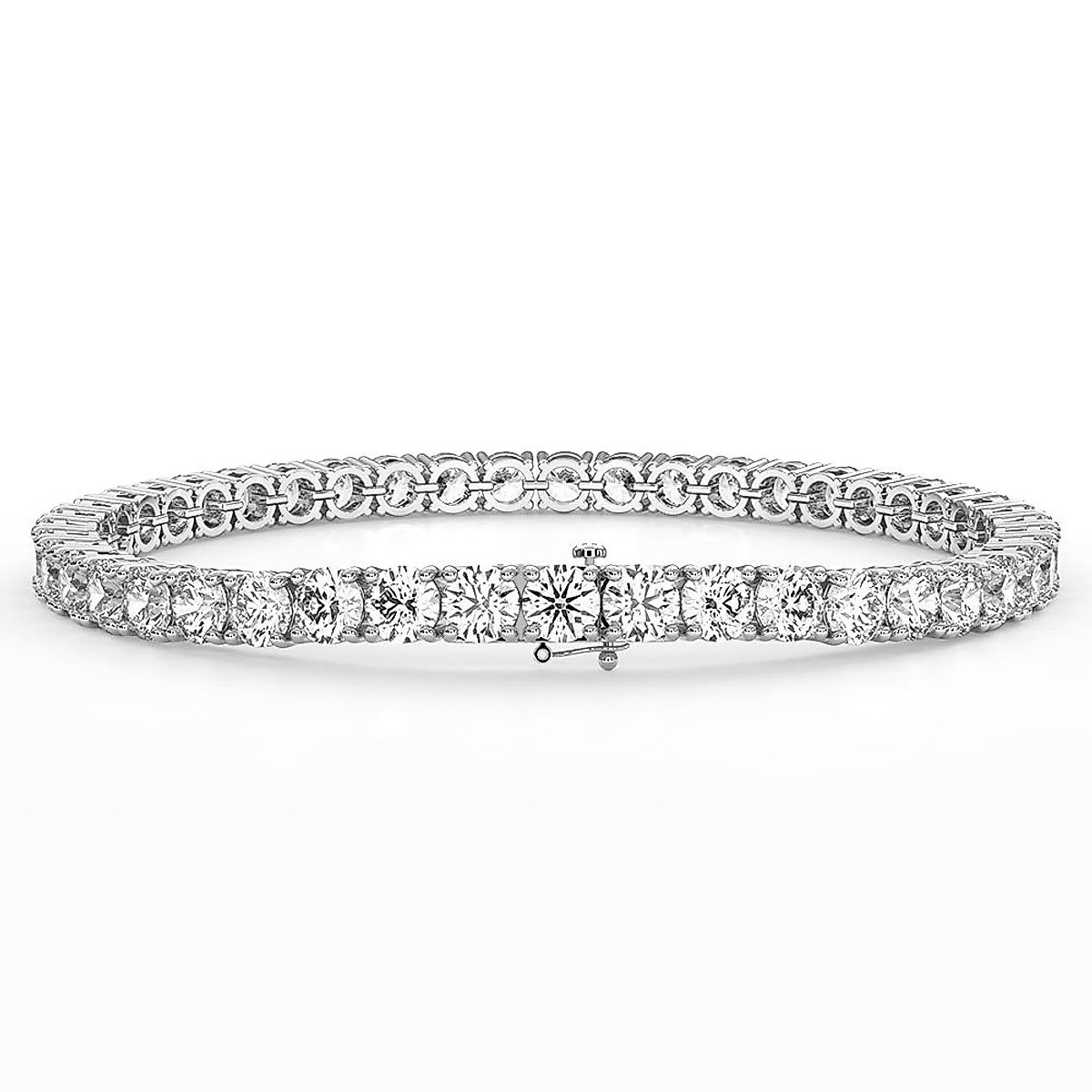 Diamond2Deal 14k White Gold Round Cut Lab Grown Diamond Tennis Bracelet Gift for Women (1 ct, Color-D, Clarity- VS)