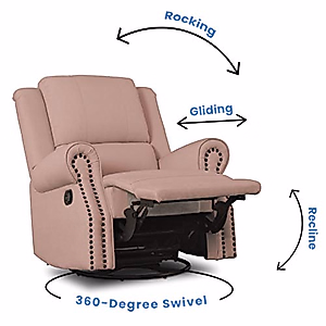 Delta Children Dylan Nursery Recliner Glider Swivel Chair, Blush