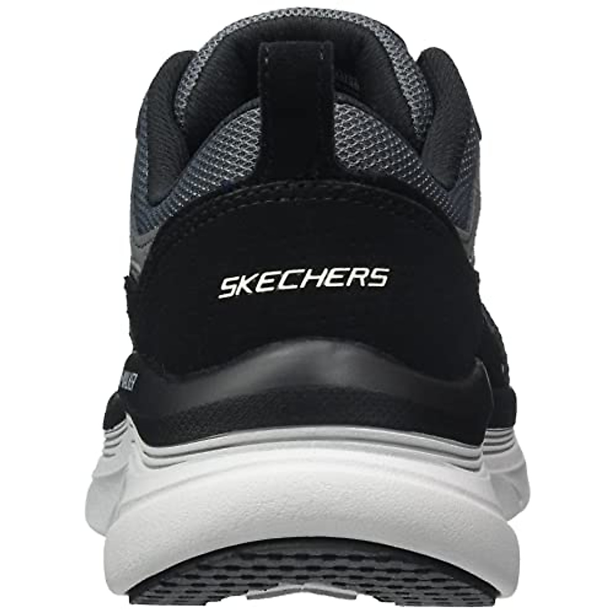 Skechers Men's Walking Sneaker, Black Leather Mesh Charcoal Trim, 7.5