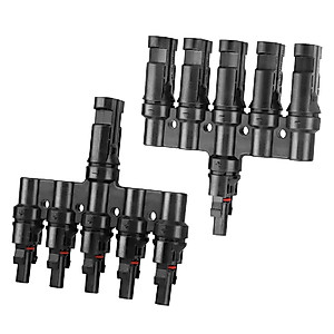 PAEKQ Solar Panel Connectors T Branch Connectors Cable Splitter Coupler 1 Male to 5 Female and 1 Female to 5 Male, Solar Cable connectors for Residential, Commercial Roofs, RVs (1 Pair)