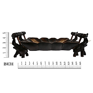 AeraVida Majestic Elephant Carved Rain Tree Wooden Tray | Decorative Serving Tray with Handles | Carved Rain Tree Wooden Tray | Wooden Serving Trays | Wooden Tray for Food