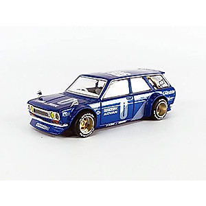 MINI GT 1971 Datsun 510 Wagon Right Hand Drive Blue Met. (Designed by Jun Imai) Kaido House Special 1/64 Diecast Model Car by True Scale Miniatures KHMG011