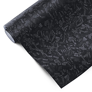 Lypumso Matte Black Forged Carbon Fiber Vinyl Wrap Roll, Anti-Wrinkle Bubble Free Replacement Car Sticker, Premium Self Adhesive Car Wrap Vinyl Automotive DIY Interior Exterior 1ft x 5ft