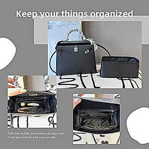DGAZ Purse Bag Organizer Insert, Silk, Luxury Handbag Tote in Bag Shapers, Fits Kelly mini I/mini II /20/25/28/32/35/40 Bags (Black, KL25)