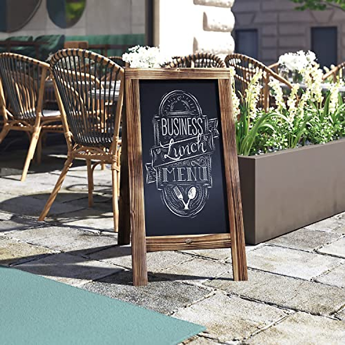 HBCY Creations 40" x 20" Rustic Brown Solid Pine Wood A-Frame Magnetic Chalk Board Sign, Menu Chalkboard, Framed Chalkboard, Outdoor Sign, Standing Chalkboard, Sandwich Board