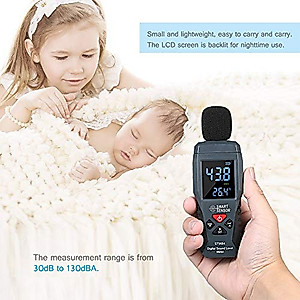 Handheld Sound Level Meter,LCD Decibel Meter,Mini Digital Noise Meter,Decibel Tester,Decibel Alarm,with Red Black Light Alarm and Sound Alarm,Range 30-130dBA