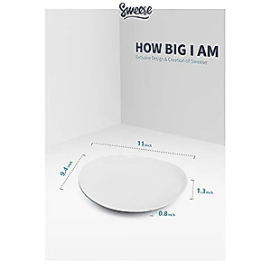 Sweese White Dinner Plates 11 Inch - Porcelain Modern Curve Square Plate Set of 6 - Dishwasher, Microwave, Oven Safe, Smooth Glaze, Scratch Resistant - 150.001