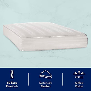 Kolcraft BabyPedic Bubbie Extra Firm Coil Waterproof Baby Crib Mattress and Toddler Mattress, Airy Comfort, Greenguard Air Quality Certified - Made in USA, 52"x28"