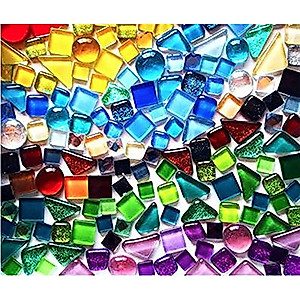 500g Mixed Color Irregular Crystal Mosaic Tiles,Tiny Mosaic Tile DIY Hobbies Children Handmade Crystal Craft for Craft Bathroom Kitchen Home Decoration DIY Art Projects,0.4X0.4 Inch(Mix Color Series)