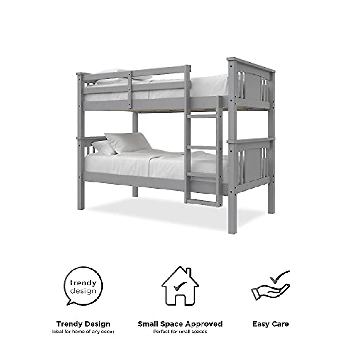 DHP Dorel Living Dylan Twin Wood Bed for Kids, Gray Bunk