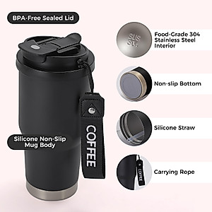 LATTPLYN 2 Pack Travel Coffee Mug, 18 oz Insulated Coffee Cup with Lid, Leakproof Stainless Steel Double-Wall Insulation Coffee Tumbler For Hot/Ice Coffee Tea Reusable Vacuum Thermal Thermos