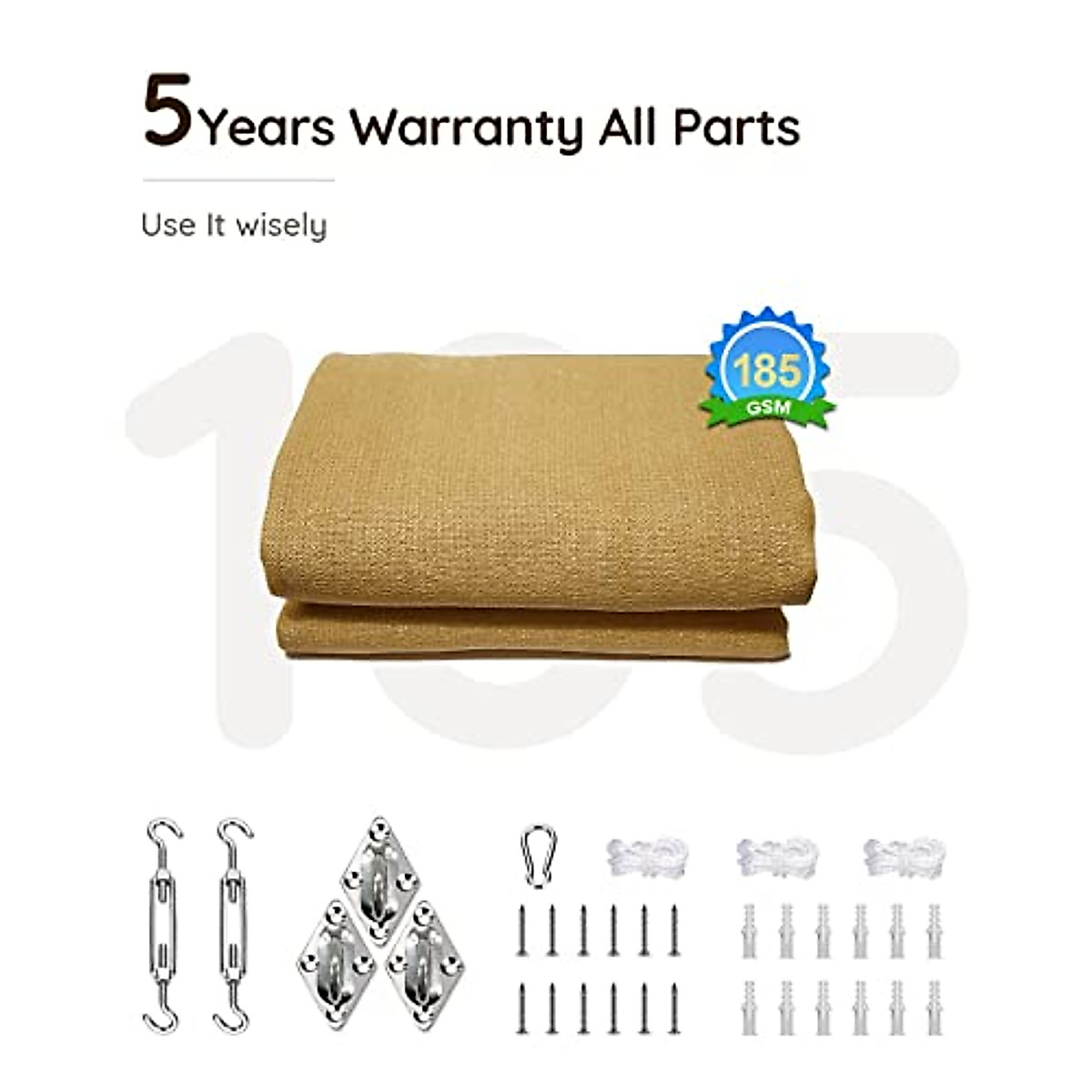 Quictent 12x12x12ft Fire-Retardant Sun Shade Sail Triangle 185G HDPE Canopy with Hardware Kit 98% UV Block for Outdoor Patio Garden (Sand)