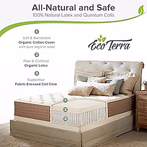 Eco Terra | Natural Latex | Luxury Hybrid Mattress | Medium Mattress with Encased Coil Spring | California King
