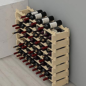 SogesGame Wine Rack,Stackable Modular Wine Rack 60Slots Storage Stand Free Standing Solid Natural Wood Wine Holder, Wobble-Free Display Shelves for Kitchen, Pantry, Wine Cellar, Basement(10 X 6 Rows)