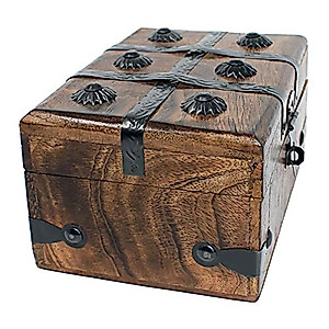 Nautical Cove Wooden Treasure Chest Keepsake Box (Medium)