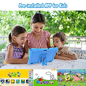 MOOKIA Kids Tablet 10 inch Android 13 Tablet for Kids 3-12 Quad Core 3+32GB Dual Camera GMS Certified WiFi Tablet Parental Control with Drop-Proof Case