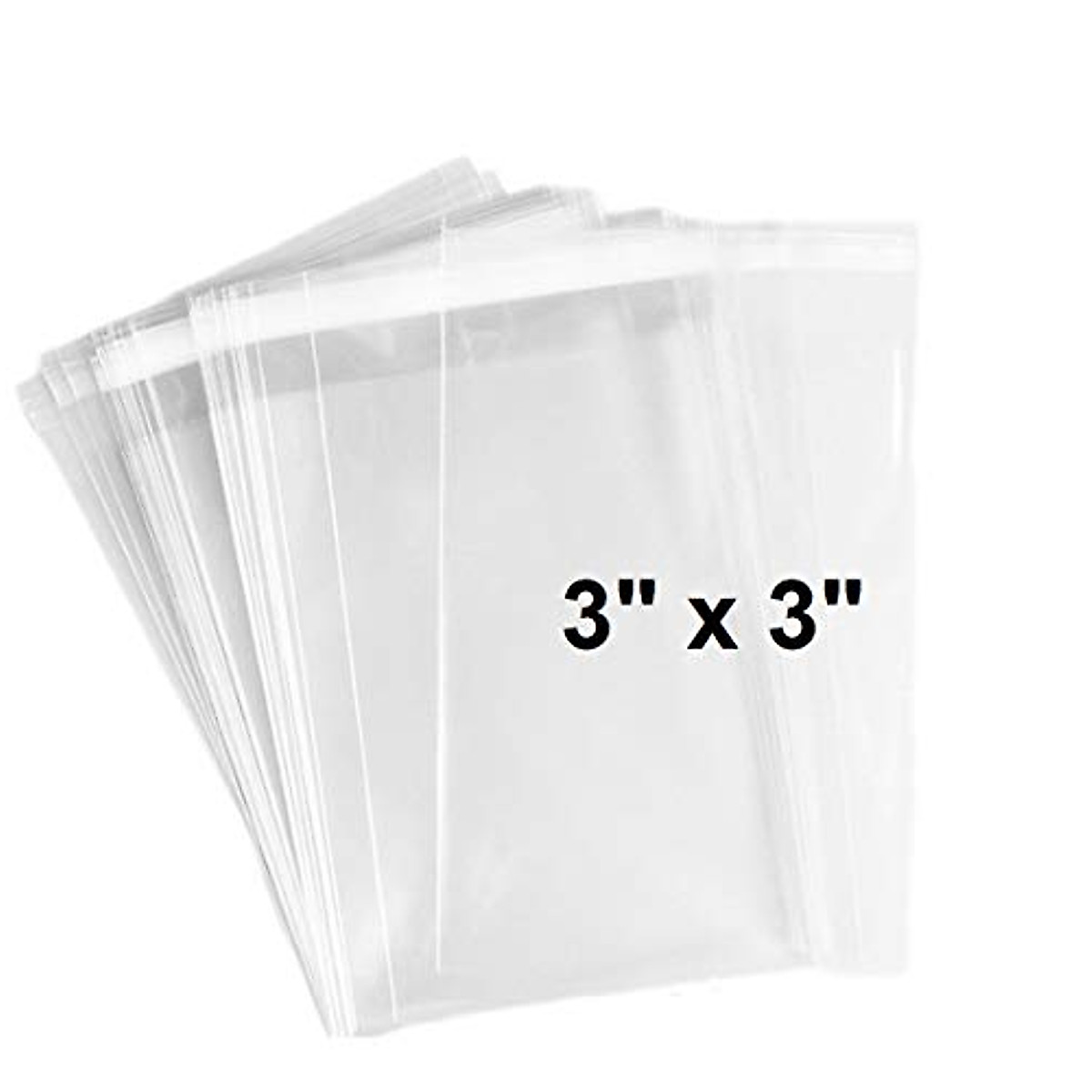 200 Pack 3" x 3" clear resealable cellophane bags - 1.4 MIL thick glossy self seal cello bag for gifts, food, soap, candles and bakery goods