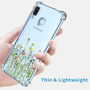 OEURVQO for Galaxy A40 Samsung A40 SM-A405F Case Clear Floral Flower Pattern Soft TPU Shockproof Bumper Anti-Scratch Protective Phone Cover for Samsung Galaxy A40 (Little Wild flowers)