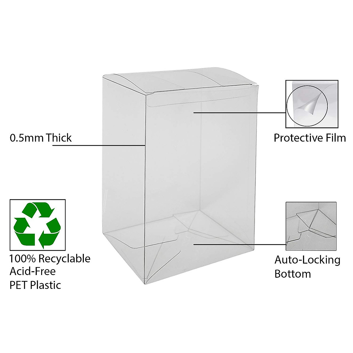 Viturio Plastic Box Protector Cases Compatible with Funko Pop! 6" Inch Vinyl (10 Pack) Clear .50mm Thick