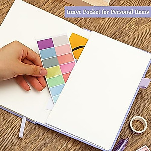 EOOUT Lined Journal Notebook for Women, 2 Pack, 5.7 x 8.3 Inches, Cute Aesthetic College Ruled, Leather Hardcover Notebook, 160 Pages, Back Pocket, Office School Supplies Gifts, Blush, Lavender