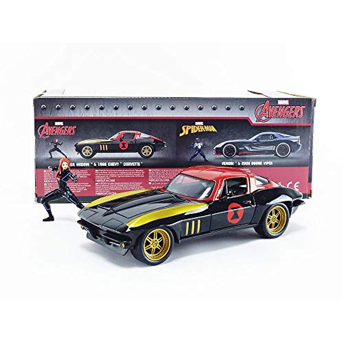 Jada 1:24 Diecast 1966 Chevy Corvette Stingray with Black Widow Figure