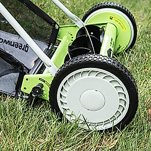 Greenworks 16-Inch Reel Lawn Mower with Grass Catcher 25052,Black/Green