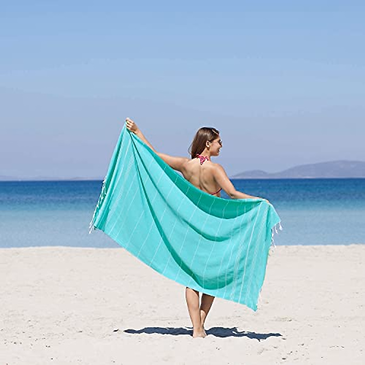 WETCAT Bundle: Turkish Bath Towel (38 x 71) and Turkish Hand Towels (20 x 30, Set of 2) - 100% Cotton, Prewashed for Soft Feel - Mint Green Decor & Mint Green Kitchen Accessories and Decor