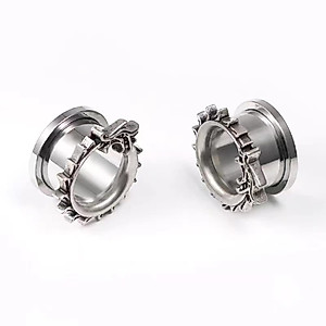 Punk Dragon Stainless Steel Screw On Ear Tunnels and Plugs Personalized Double Flared Ear Gauges Expander Stretching Tunnels Earlobe Plugs Body Piercing Jewelry for Men Women Boys Teen Girls (00g(10mm))