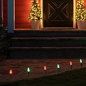 Dazzle Bright 5.5 Inch 50 Pack Christmas Light C9 Stakes + 50 LED 24.5 FT C9 Christmas String Lights
