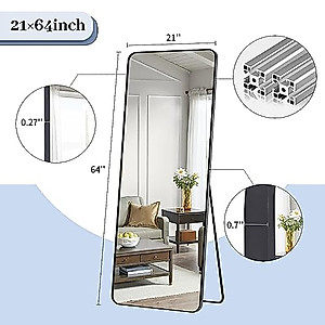 BEAUTYPEAK Black Full Length Mirror, 65"x22" Rounded Corner Floor Mirror Standing Hanging or Leaning Against Wall Dressing Room Mirror Full Length