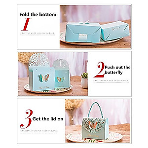 Eyxia Wedding Favor Boxes Flower Laser Cut Party Favors Bags Baby Shower Candy Gift Box Set Butterfly Event Decoration with Ribbons Wholesale 20pcs Pink