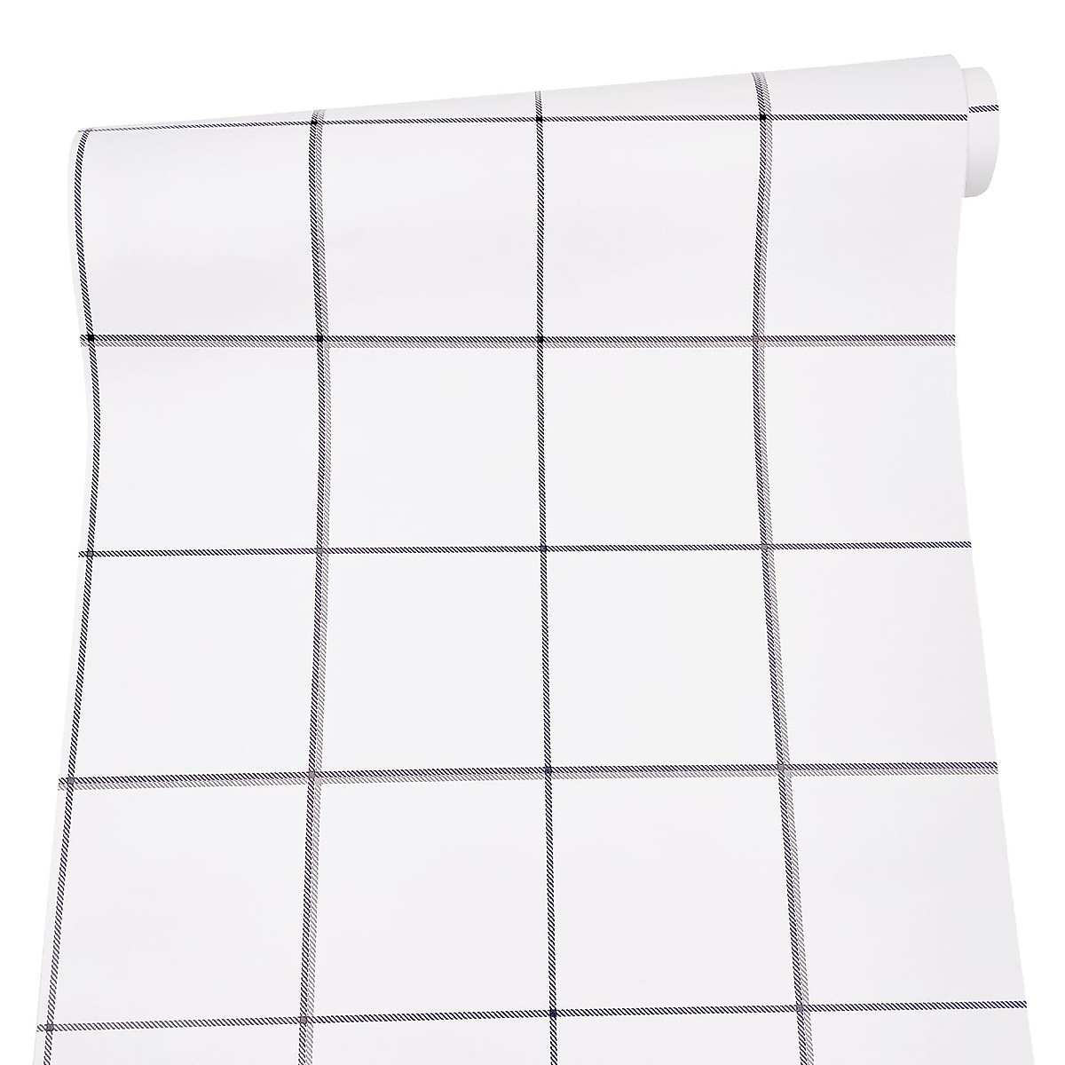 SimpleLife4U Black Striped Furniture Paper Peel & Stick White Grid Shelf Drawer Liner Cover Furnitures 17.8 Inch by 9.8 Feet