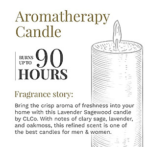 CLCo. by Candle-Lite Company Scented Candles, Lavender Sagewood Fragrance, One 14 oz. Single Wooden Wick Aromatherapy Candle with 90 Hours of Burn Time, White Color