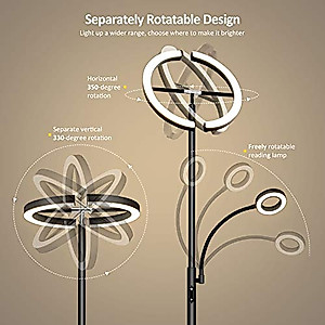 FIMEI Split Floor Lamp, Modern Bright LED Rotatable Floor Lamp with Reading Light for Home, Standing Lamp with Stepless Dimming and 3000K-6000K Color Temperature, Touch and Remote Control-Black