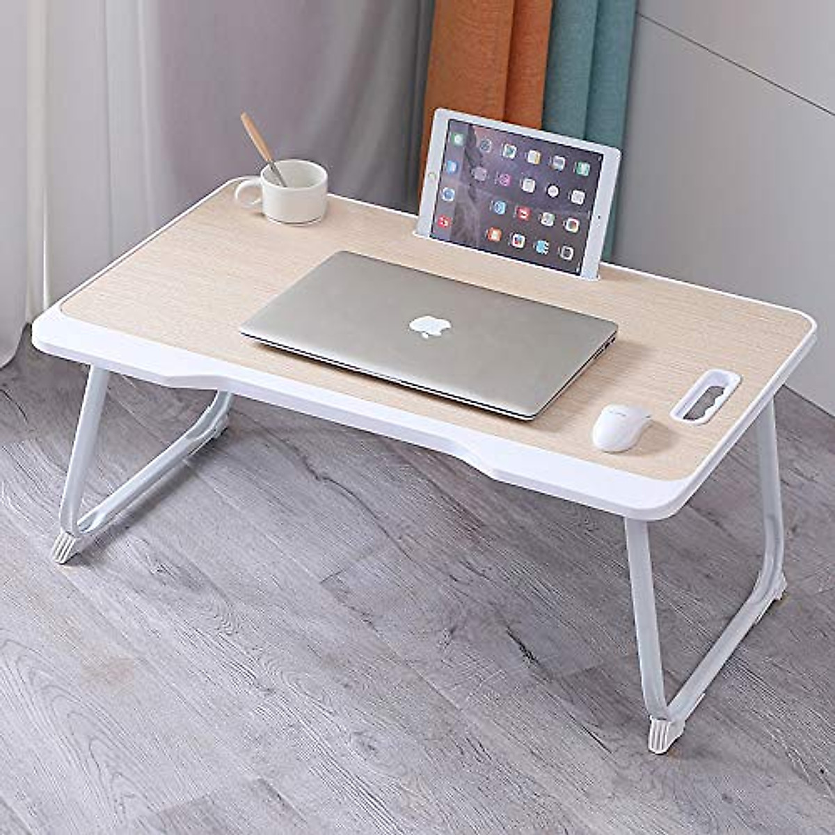 Laptop Desk for Bed Foldable,Asltoy Lap Desk with Drawer,Laptop Bed Tray Table Adjustable,Notebook Desk Laptop Table for Bed Portable Lap Bed Tray Tablet Desk for Couch Floor with Cup Slot (Beige)