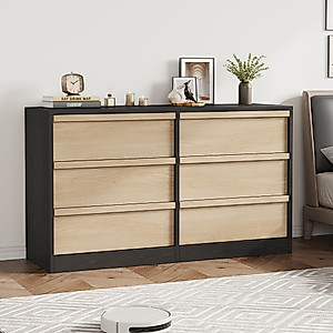 GAOMON 6 Drawer Dresser for Bedroom, Modern Dresser Organizer Storage Chest, Wooden Double Chest of Drawers for Bedroom, Living Room, Nursery