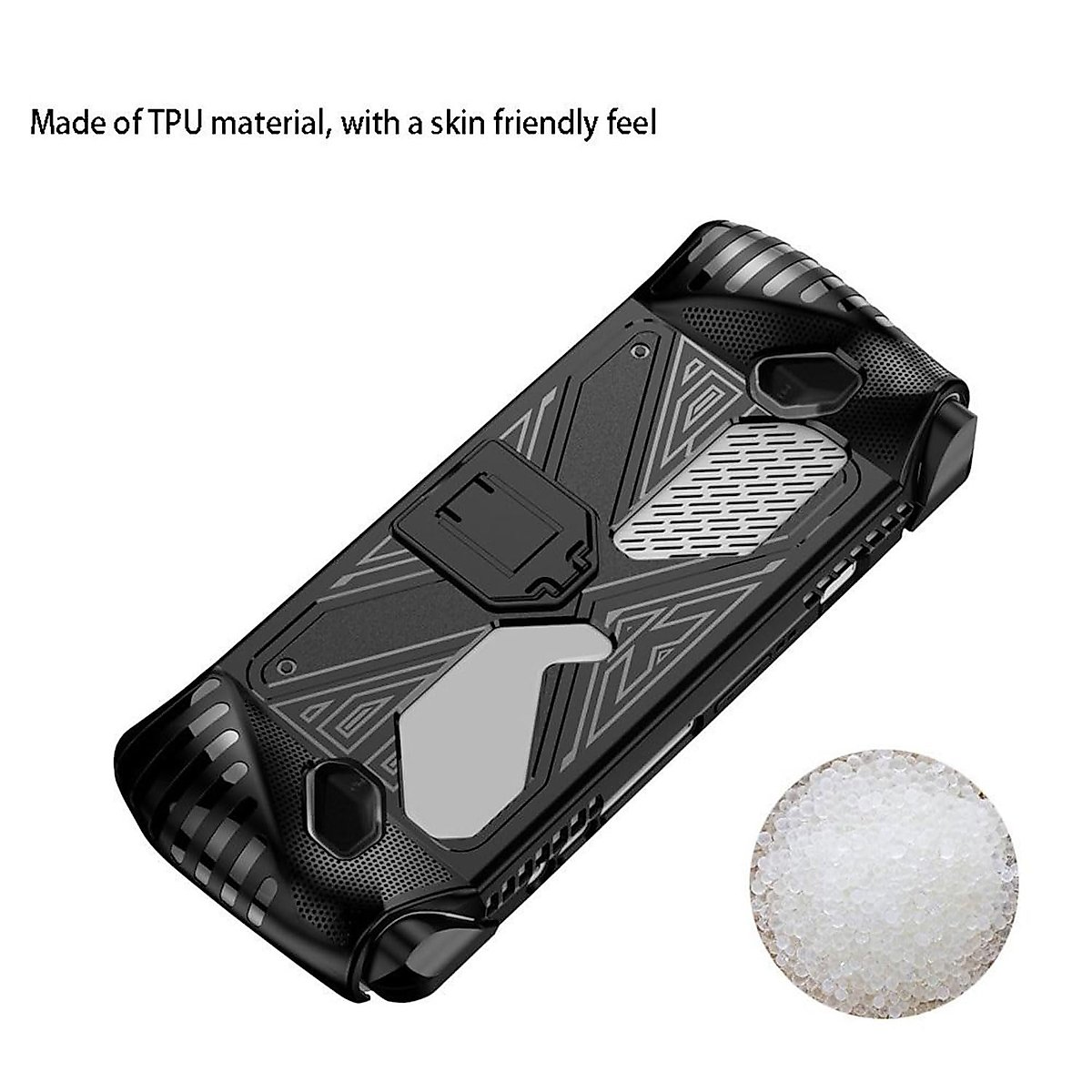 Baigeda Protective Case with Foldable Kickstand for ASUS Rog Ally 2023 Release Full Body Soft TPU Handheld Game Console Drop-Proof Protector Case with Shockproof,Non-Slip,Anti-Collision (Black)