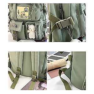 STUSOO Kawaii Backpack With Pins Kawaii School Backpack Cute Aesthetic, Backpack Kawaii Backpack Aesthetic Kawaii Accessories, Backpack for School Aesthetic (C-Green)