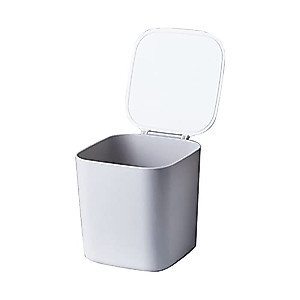 BLMIEDE Desktop Pressing Trash Can Bedroom Bedside Mini Storage Bucket Desktop Finishing Round Dish Brush (Grey, One Size)
