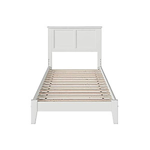 Atlantic Furniture AR8611002 Madison Platform Bed with Open Foot Board, Twin XL, White