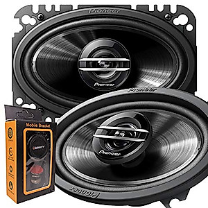 Pair of Pioneer TS-G4620S 400W Max (60W Rms) 4" X 6" G-Series 2-Way Coaxial Car Speakers - 2 Speakers + Gravity Magnet Phone Holder